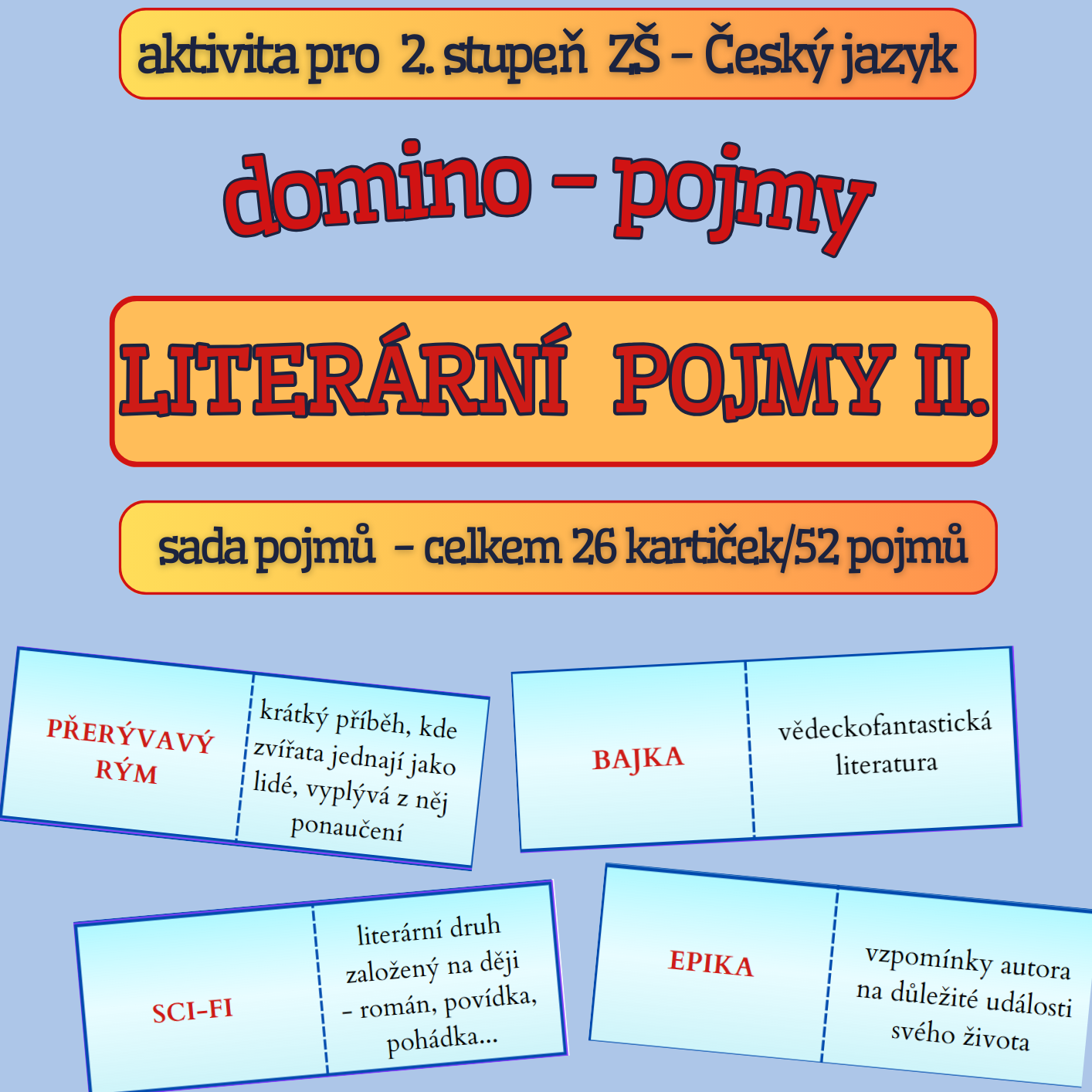 domino LITERÁRNÍ POJMY II. - Český jazyk - literatura | UčiteléUčitelům.cz